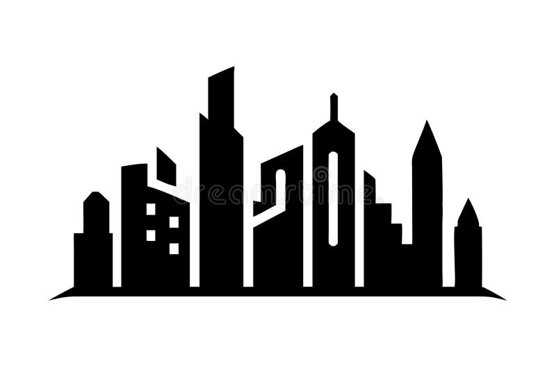 Abstract City Skyline with Geometric Building Shapes, Emphasizing ...