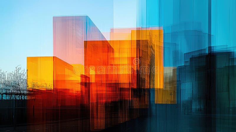 Abstract City Skyline with Overlapping Colorful Shapes Concept of Urban ...