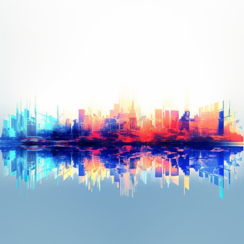 Abstract City Skyline with Reflection on the Water Stock Illustration ...