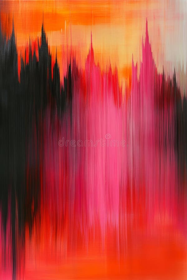 Abstract City Skyline Vibrant Hues and Vertical Streaks Representing ...