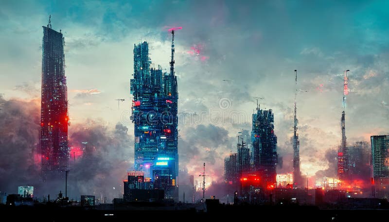 Abstract Cityscape, Ai Generative Illustration Stock Illustration ...