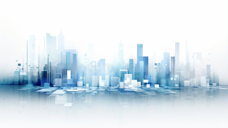Abstract Cityscape with Blue and White Colors Stock Illustration ...