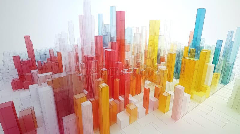 Abstract Cityscape of Colorful Glass Towers Stock Illustration ...