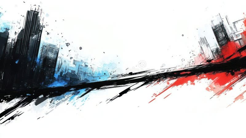 Abstract Cityscape with Contrasting Colors Representing Duality and ...