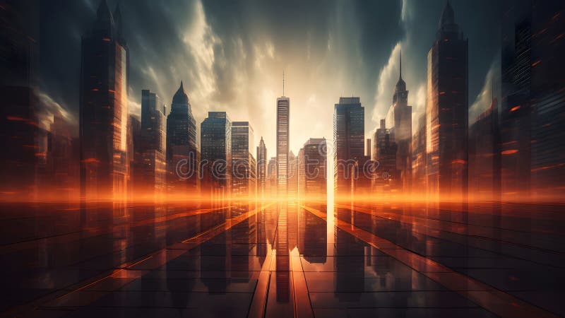 Abstract Cityscape with Dramatic Lighting, Neural Network Generated ...