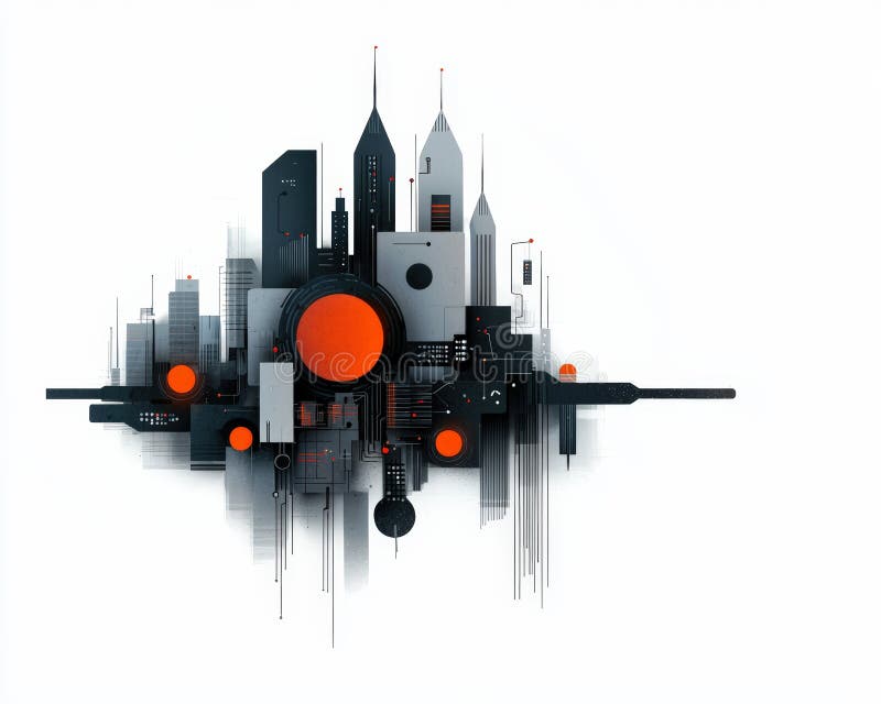 Abstract Cityscape with Geometric Shapes Stock Illustration ...