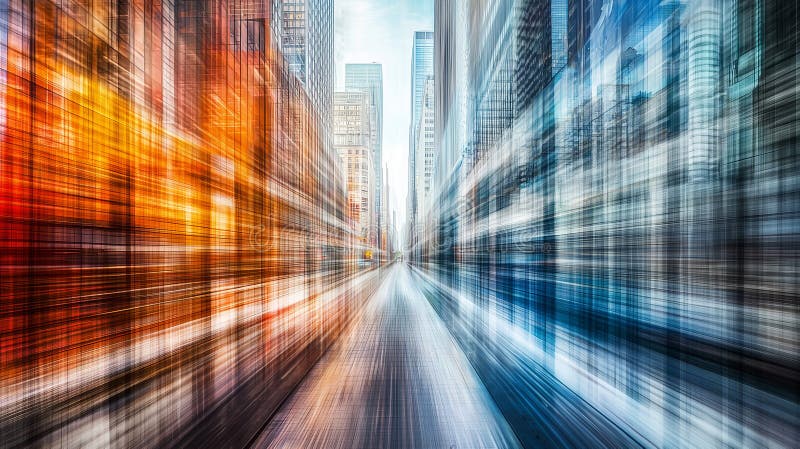 Abstract Cityscape with Motion Blur Effect Stock Illustration - Illustration of vibrant, motion ...