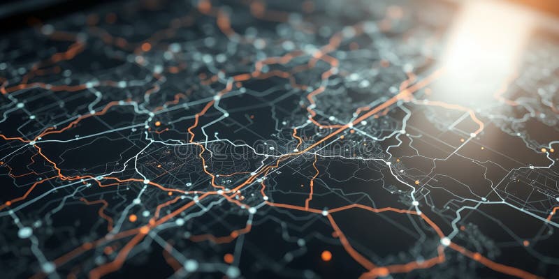 Abstract Cityscape Network Digital Map Modern Technology Roads Urban ...