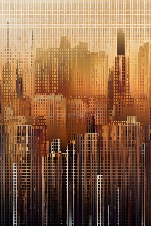 Abstract Cityscape with Skyscrapers at Sunset. Vector Illustration ...