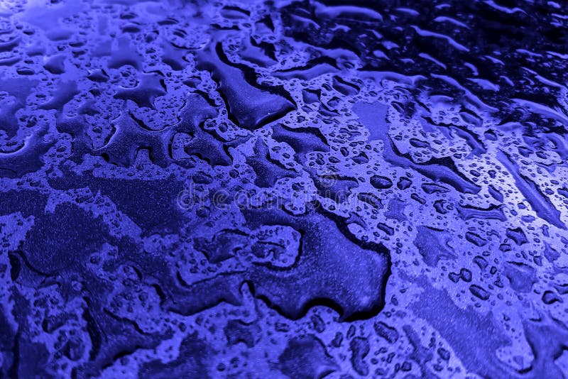 Abstract Classsic Blue Oil Drops on a Water Surface Stock Image - Image ...