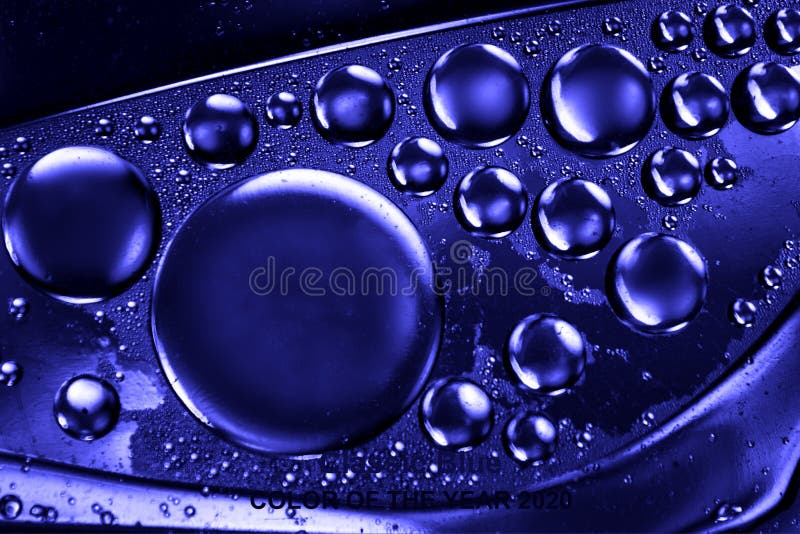 Abstract Classsic Blue Oil Drops on a Water Surface Stock Photo - Image ...