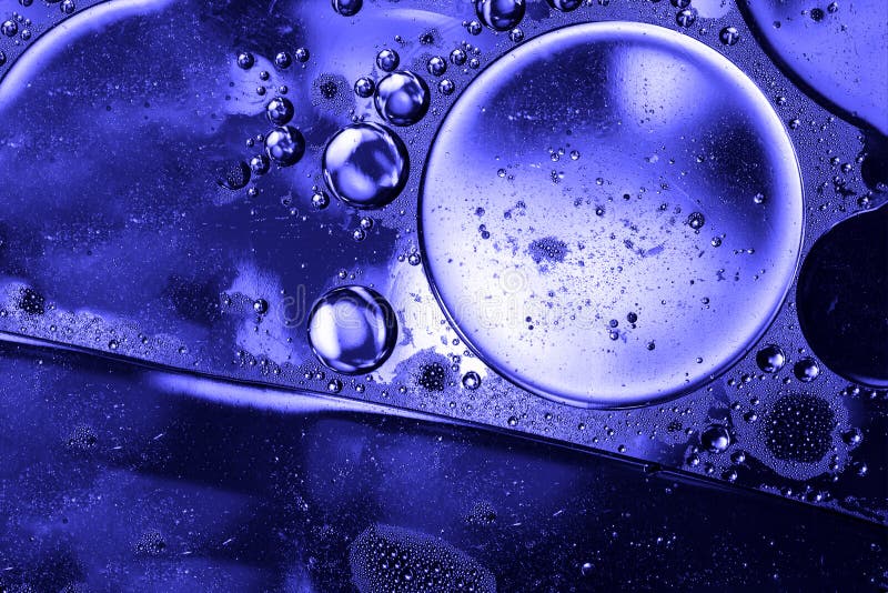 Abstract Classsic Blue Oil Drops on a Water Surface Stock Photo - Image ...
