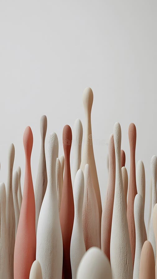 Abstract Clay Sculptures Resembling Diverse Human Figures in Soft Light ...
