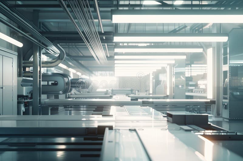 Abstract Clean Bright Factory Room, Background for Industry Stock ...