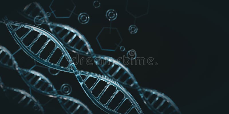 Abstract Clear Blue DNA Structure on Black Background Soft Focus 3D ...
