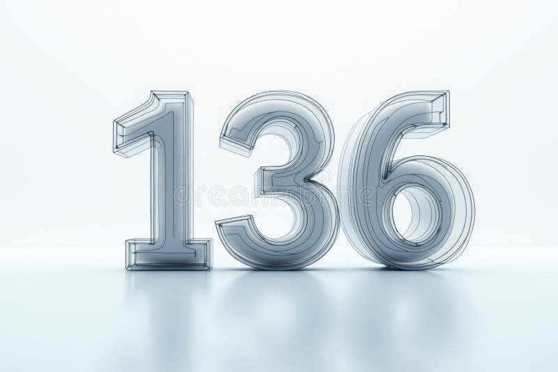 Abstract Clear Number Design Featuring 136 in Minimalistic Style. AI ...