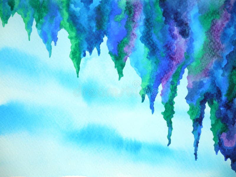 Abstract Cliff Cave Sky Watercolor Painting Illustration Design Pattern ...