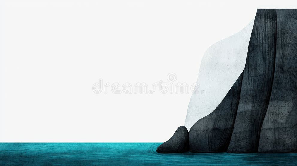 Abstract Cliff and Ocean Scenery Isolated View Stock Illustration ...