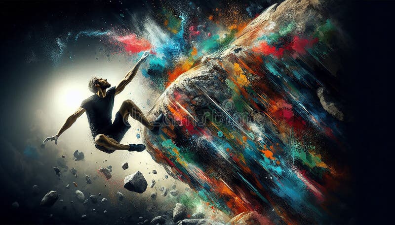 Abstract Climbing Adventure with Vibrant Colors Stock Illustration ...