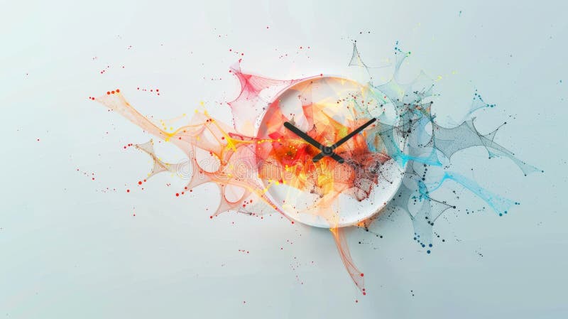 This Abstract Clock Design Features Numbers and Hands Floating among ...
