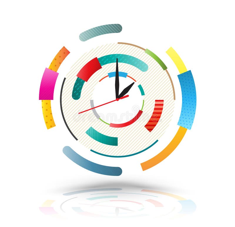 Abstract clock colourful. stock vector. Illustration of time - 75915120