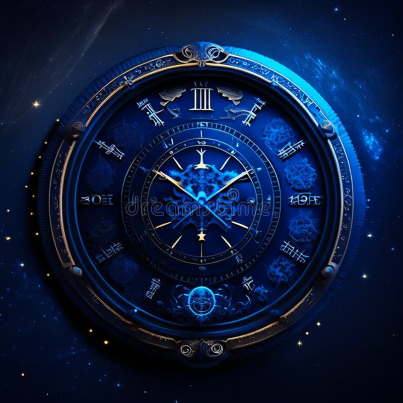 Abstract Clock on a Dark Blue Background. 3d Rendering, 3d Illustration ...