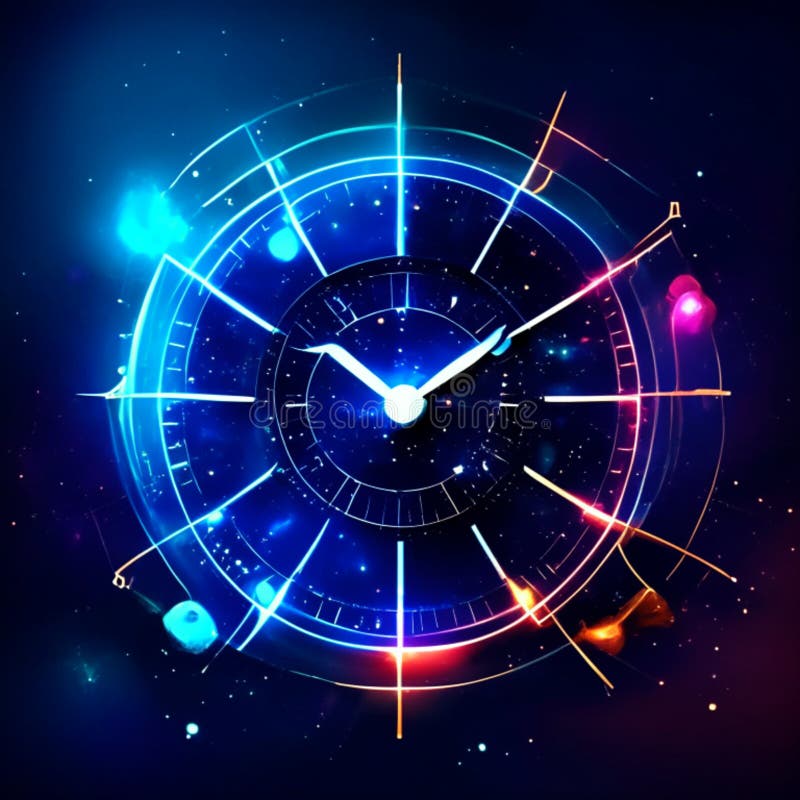 Abstract Clock on Dark Blue Background. Vector Illustration for Your ...