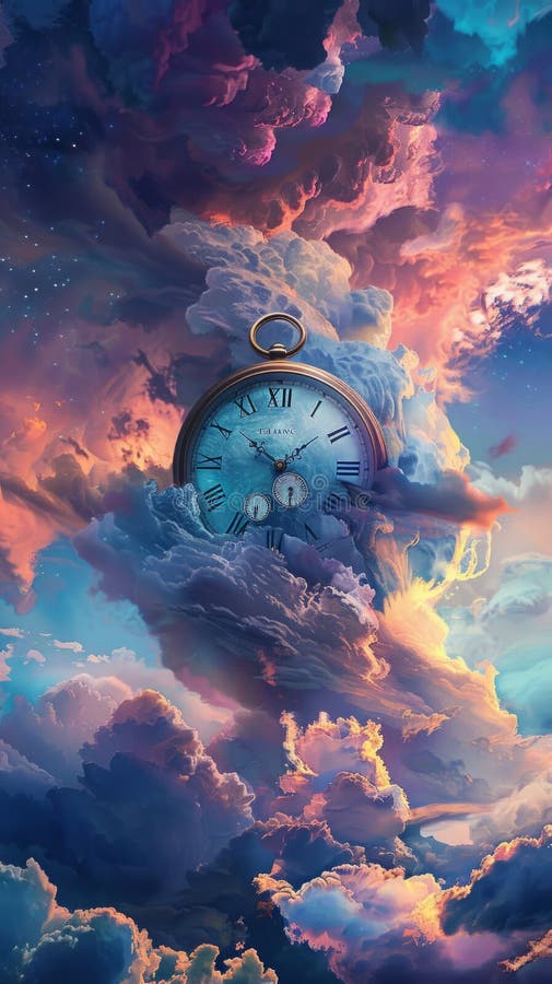 This Abstract Clock Design Features Numbers and Hands Floating among ...