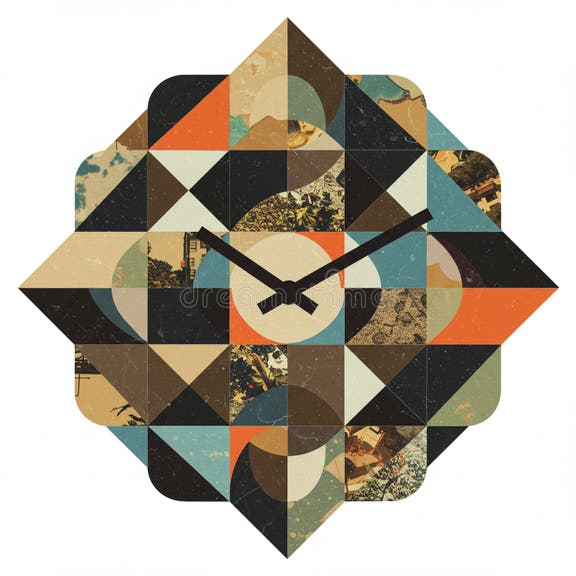 Abstract Clock Design Featuring a Geometric Pattern with Overlapping ...