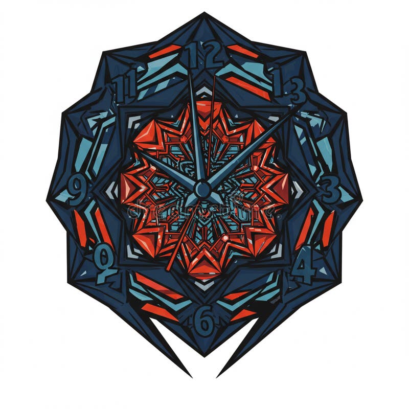 Abstract Clock Design with a Mandala-like Pattern. the Face Features a ...