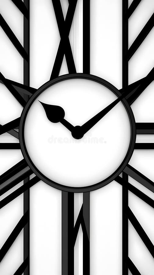 Abstract Clock Face with Black and White Stripes Stock Illustration ...