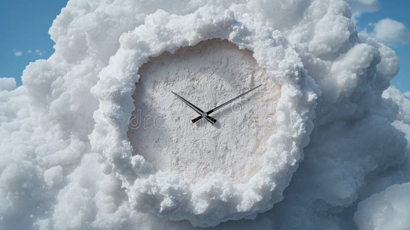 Abstract Clock Face Embedded in a Fluffy White Cloud Formation Stock ...