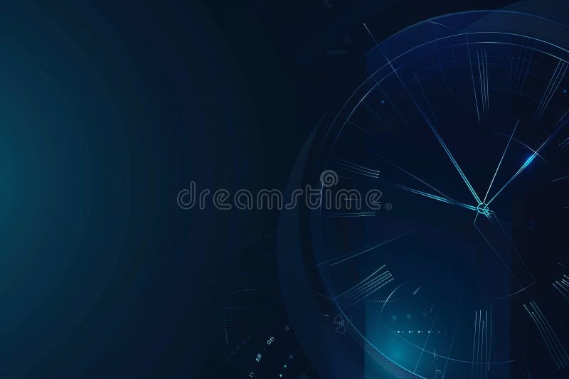 Abstract Clock Illustration with Digital Lines on a Deep Blue ...