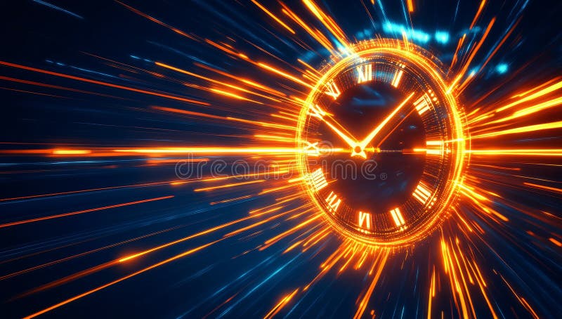 Abstract Clock with Light Trails Futuristic Time High Quality Image ...