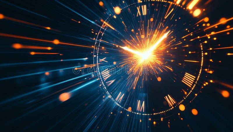 Abstract Clock Time Warp Explosion Digital Art High Quality Image Stock ...