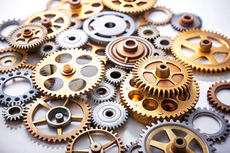 Abstract Clockwork Gears on White Background Stock Illustration ...
