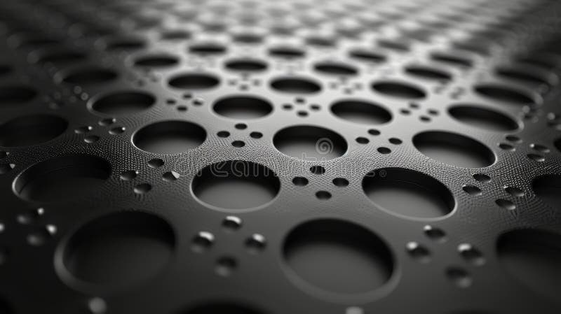 Abstract Close-up of a Black Metal Sheet with a Repeating Pattern of ...