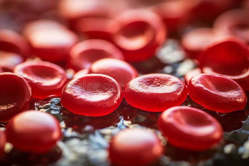 Abstract Close Up of Blood Cells in Blurred Background with Copy Space ...
