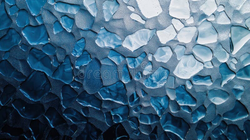 Abstract Close-up of Blue Ice Textures and Patterns in Various Shapes ...