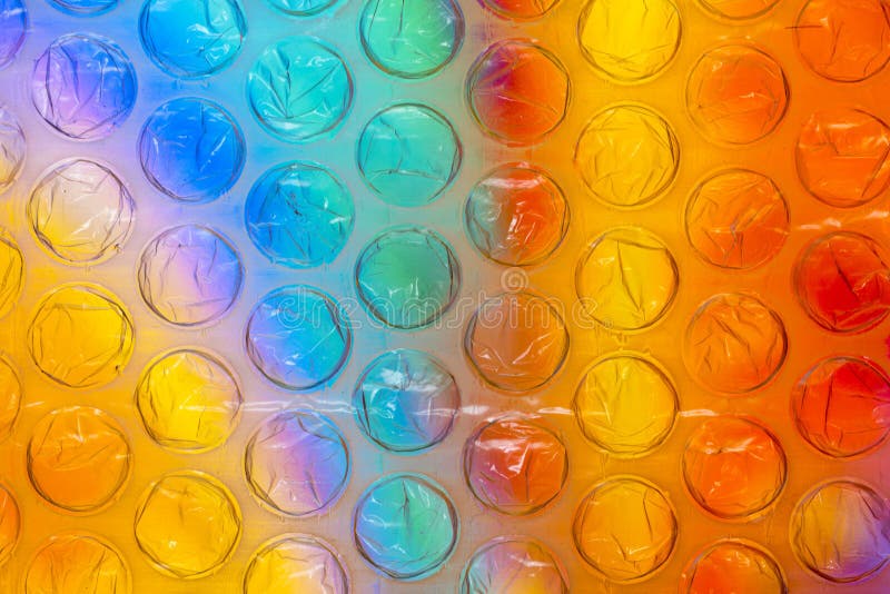 Abstract Close Up Bubble Wrap Sheet with Colorful Background Stock ...