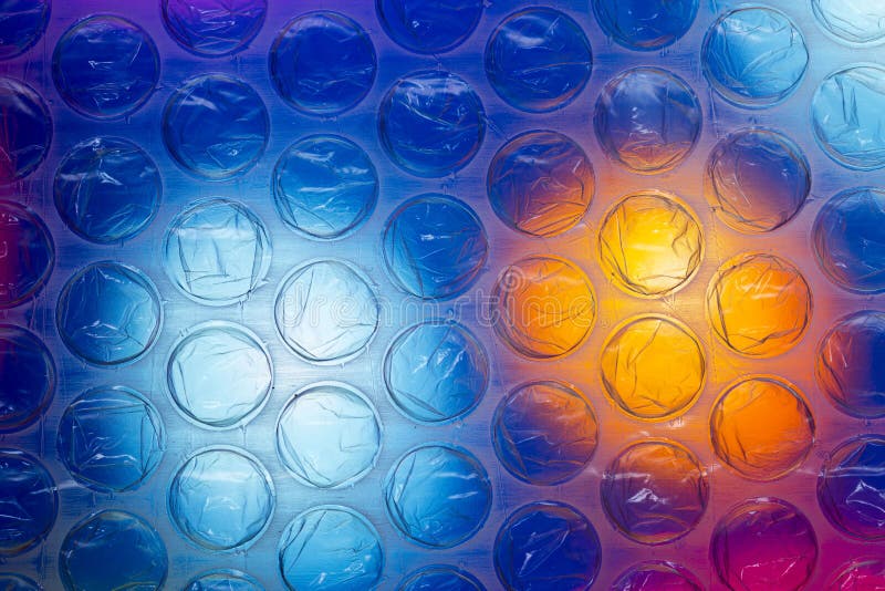 Abstract Close Up Bubble Wrap Sheet with Colorful Background Stock ...
