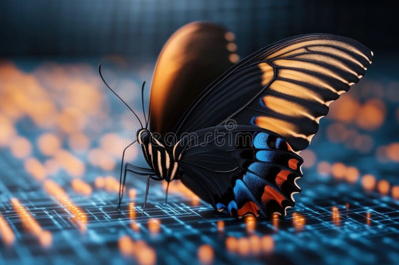 Abstract Close-Up Butterfly Wing Seamlessly Blending into a Data Matrix ...