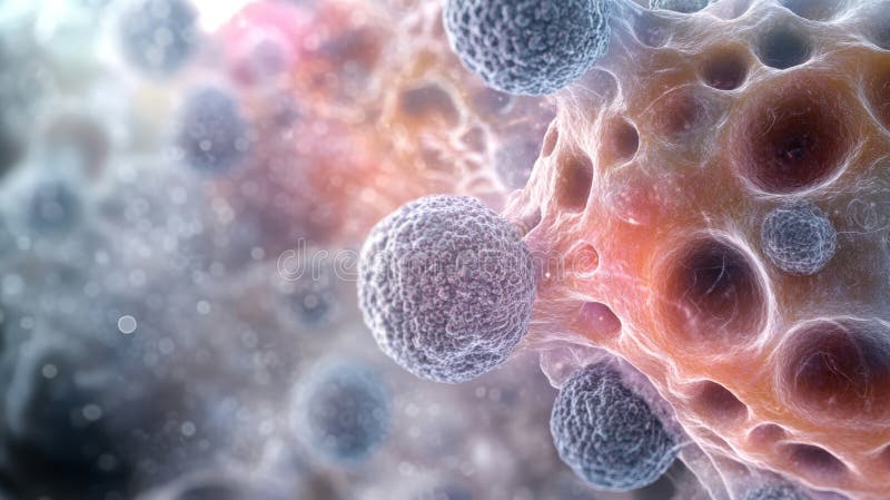 Abstract Close-up of a Cell with Porous Structure and Spherical ...