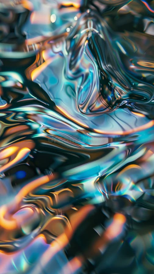 Abstract Close-up of Colorful Flowing Liquid with Iridescent Light ...