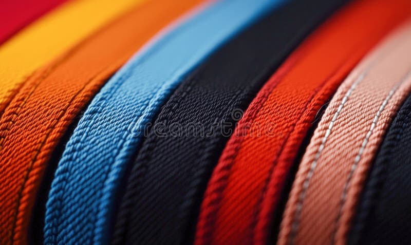 An Abstract Close-up of Colorful Woven Fabric Strips Creating a Vibrant ...