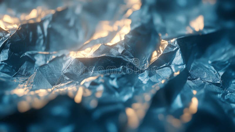 Abstract Close-Up of Crumpled Blue and Gold Foil Stock Illustration ...