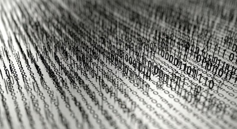 Close Up of Digital Data Stream with Binary Code Patterns and Financial ...
