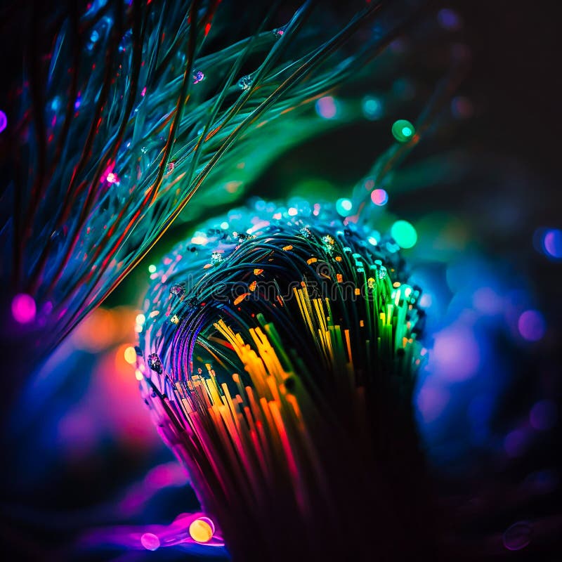 Abstract Close-up of Fiber Optics Light for Background, Generative AI ...