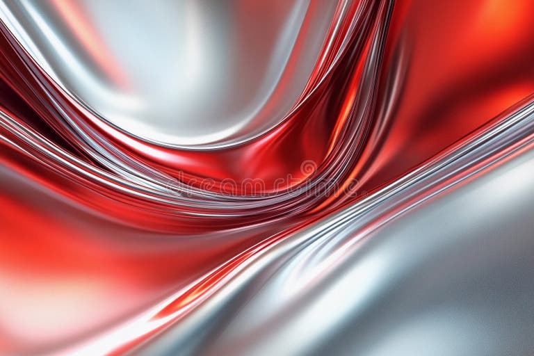 Abstract Close-up of Flowing Red and Silver Background, Dynamic Texture ...