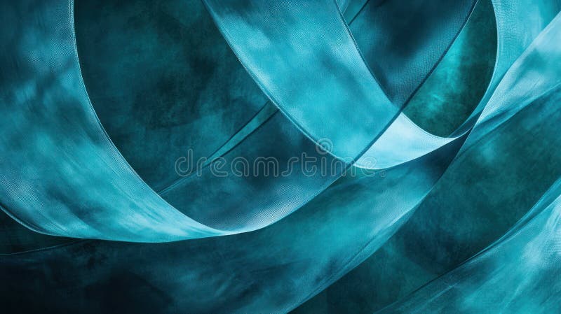 Abstract Close-up of Flowing Teal Ribbons on Dark Background Stock ...